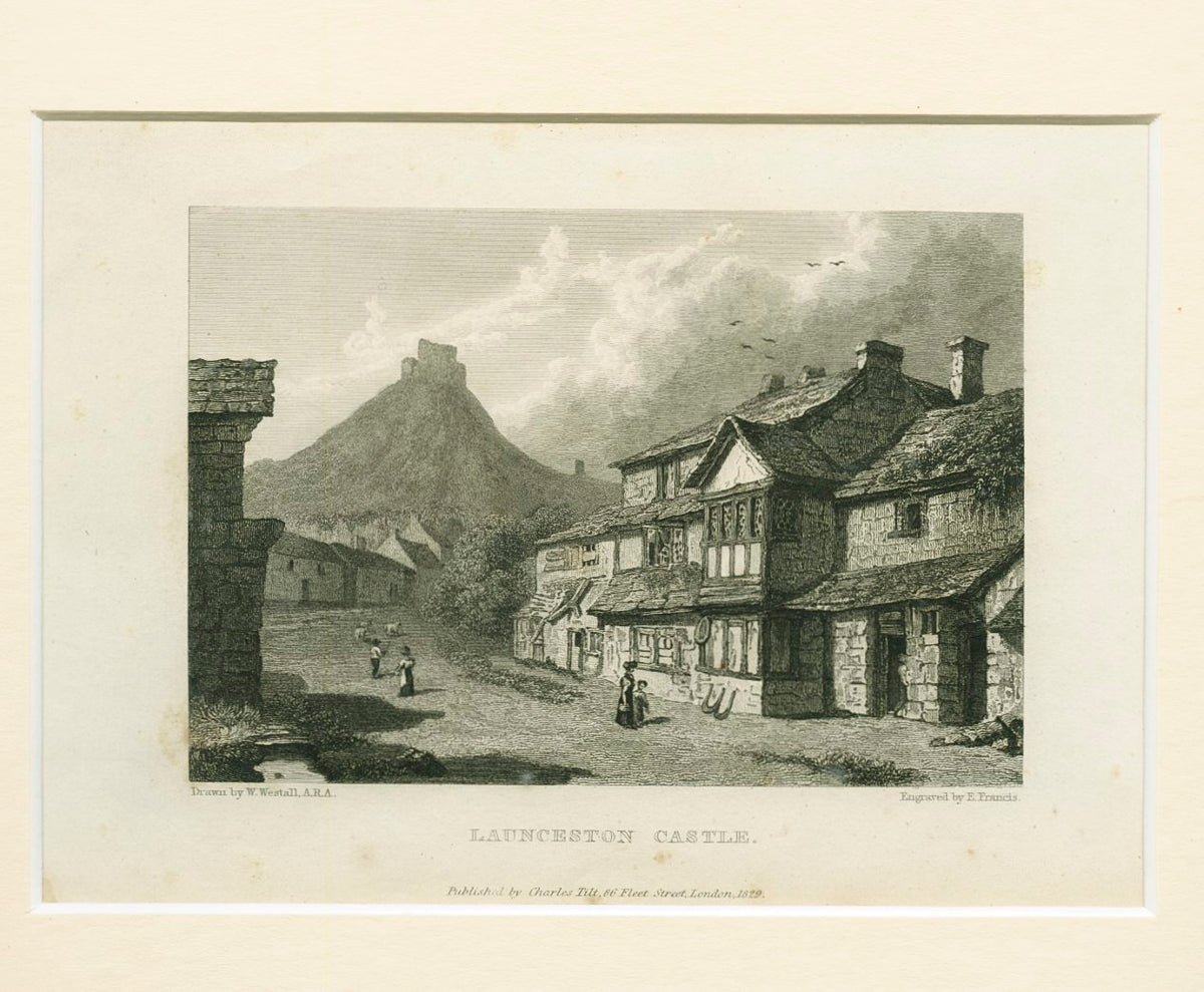 Antique Engraving on Paper 'Launceston Castle, Cornwall' – Copperplate ...