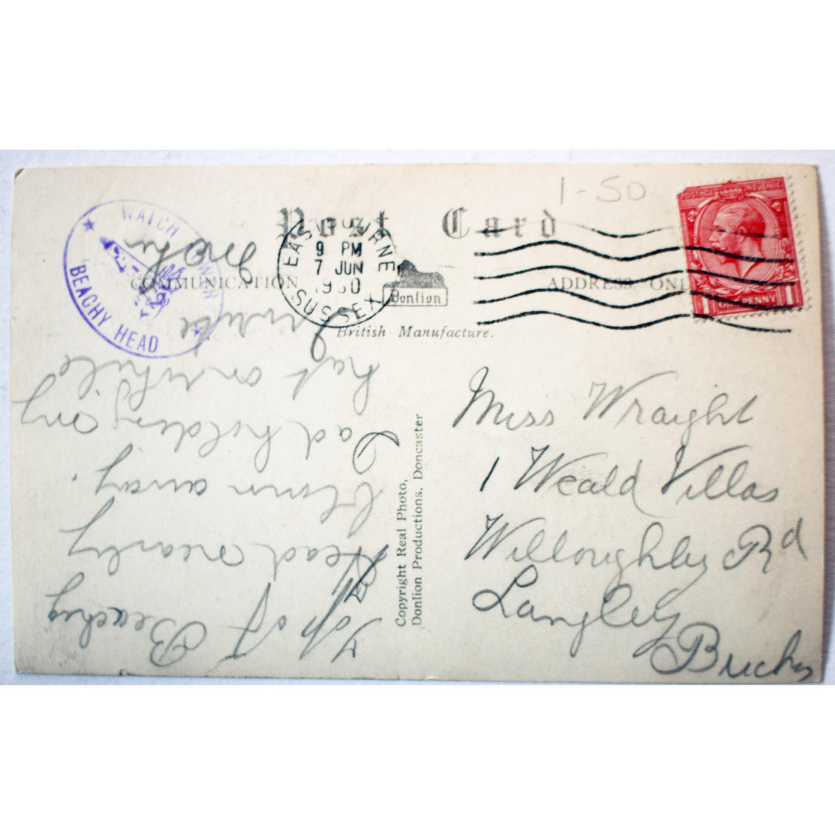 Real Photograph Postcard 'The Lighthouse, Beachy Head' – Copperplate ...