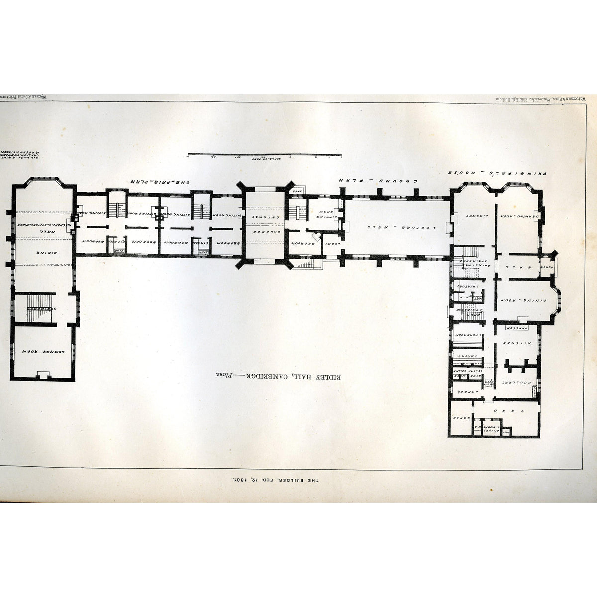 Architectural Plans 'Ridley Hall, Cambridge' – Copperplate Pictures